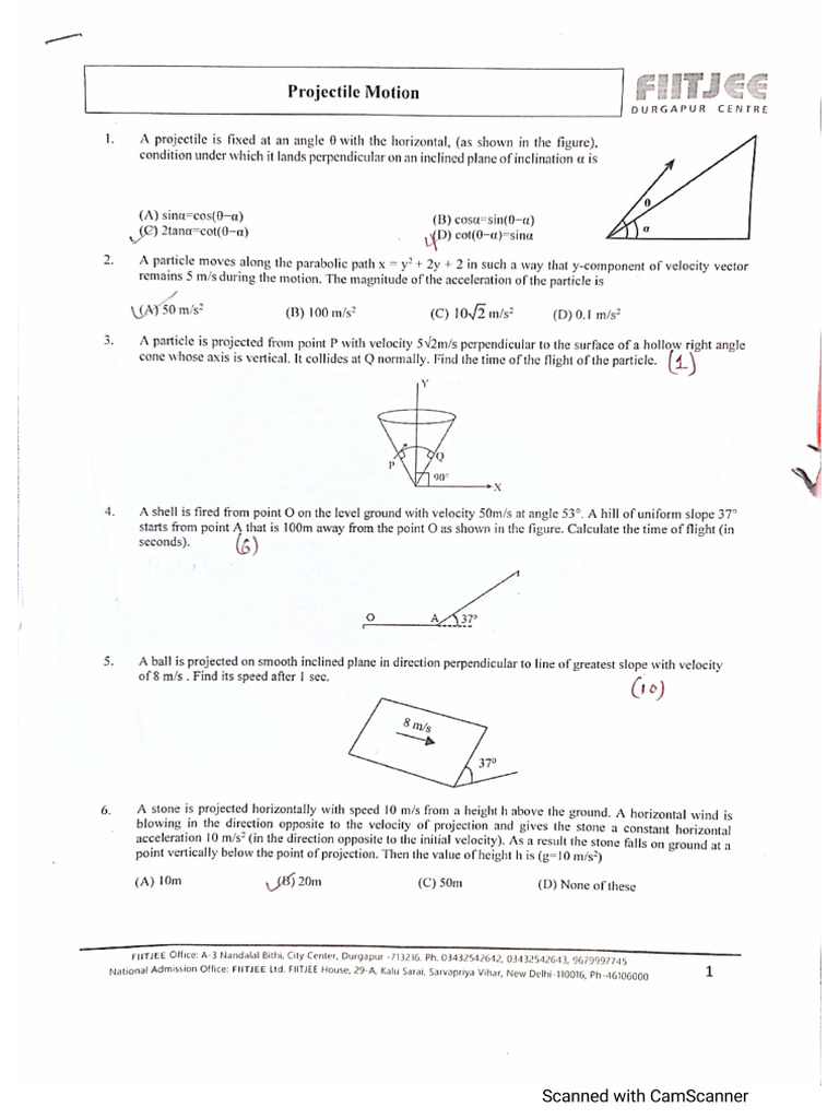 Projectile and Relative and Circular Answer Key | PDF