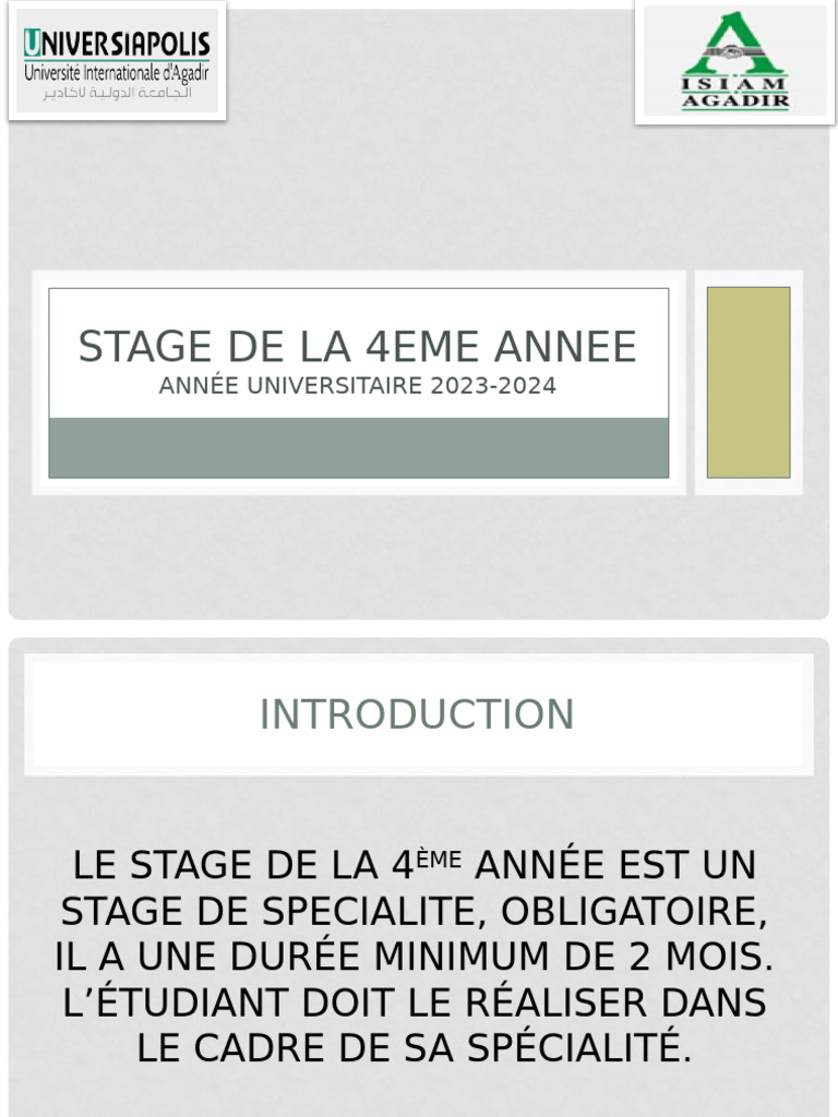 Présentation Stage 4ème Année | PDF