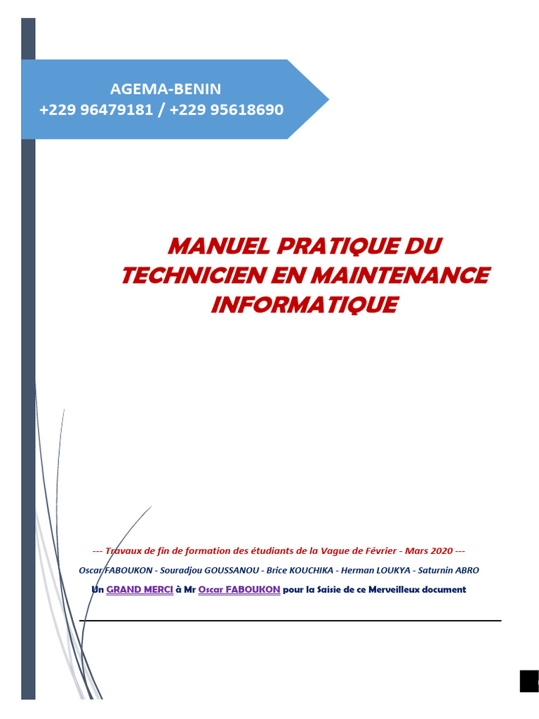 Manuel Pratique Du Technicien en Maintenance Informatique | PDF