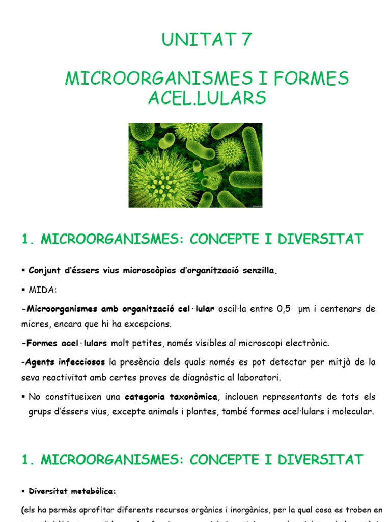 Unitat 7 Microorganismes I Formes Acel - Lulars | PDF