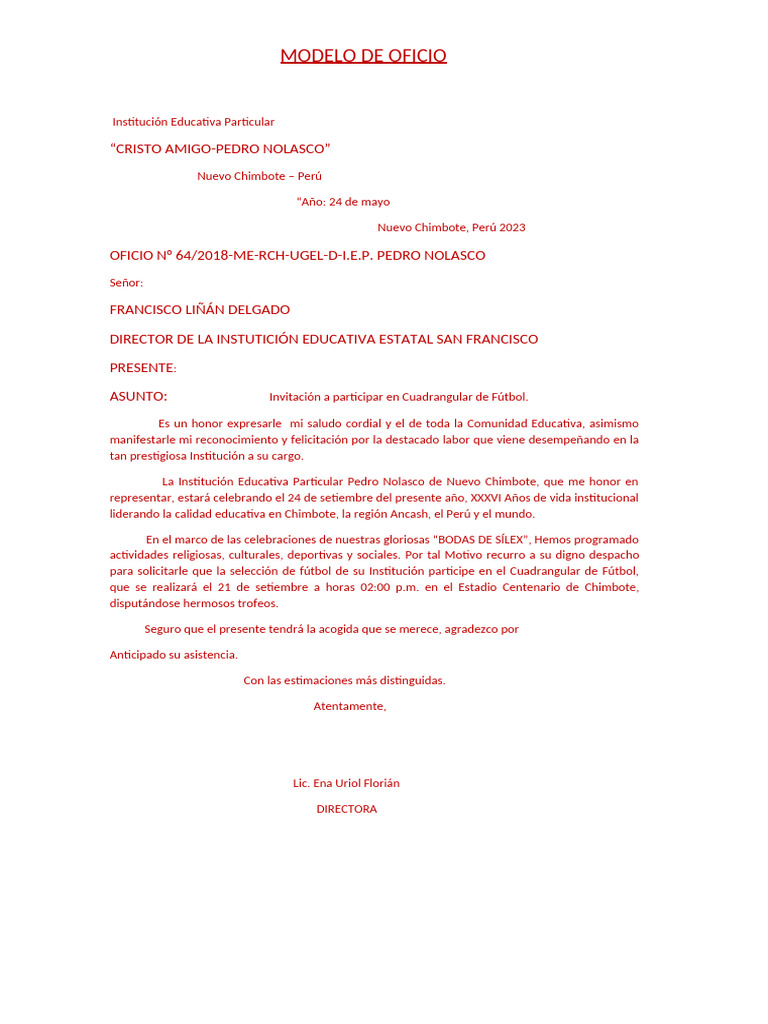 MODELO DE OFICIO | PDF