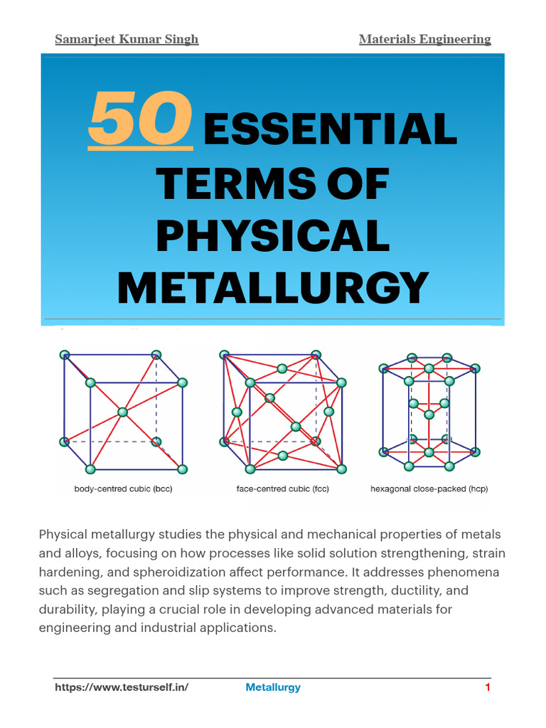 50 Essential Terms of Physical Metallurgy 1723298941 | PDF
