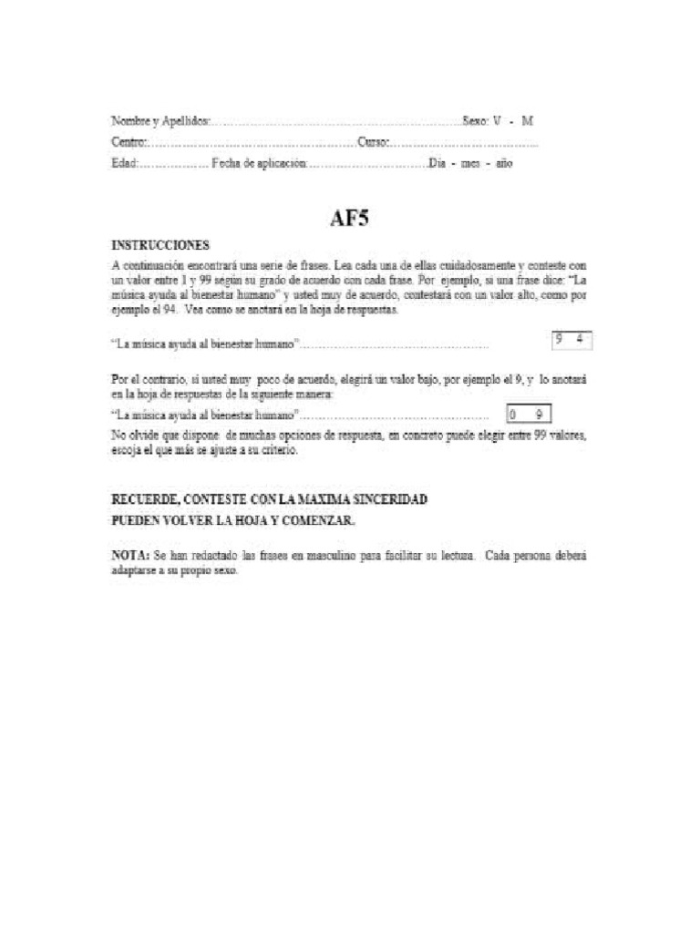 Af5 Autoconcepto | PDF