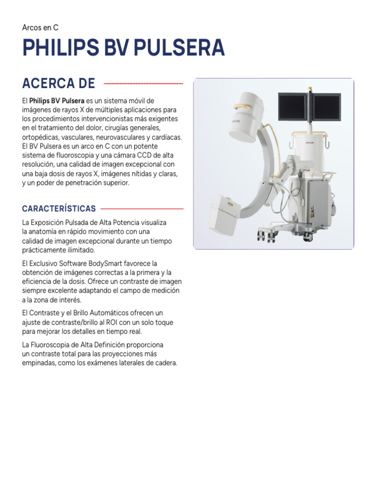 Philips BV Pulsera Arco en C | PDF | Rayo X