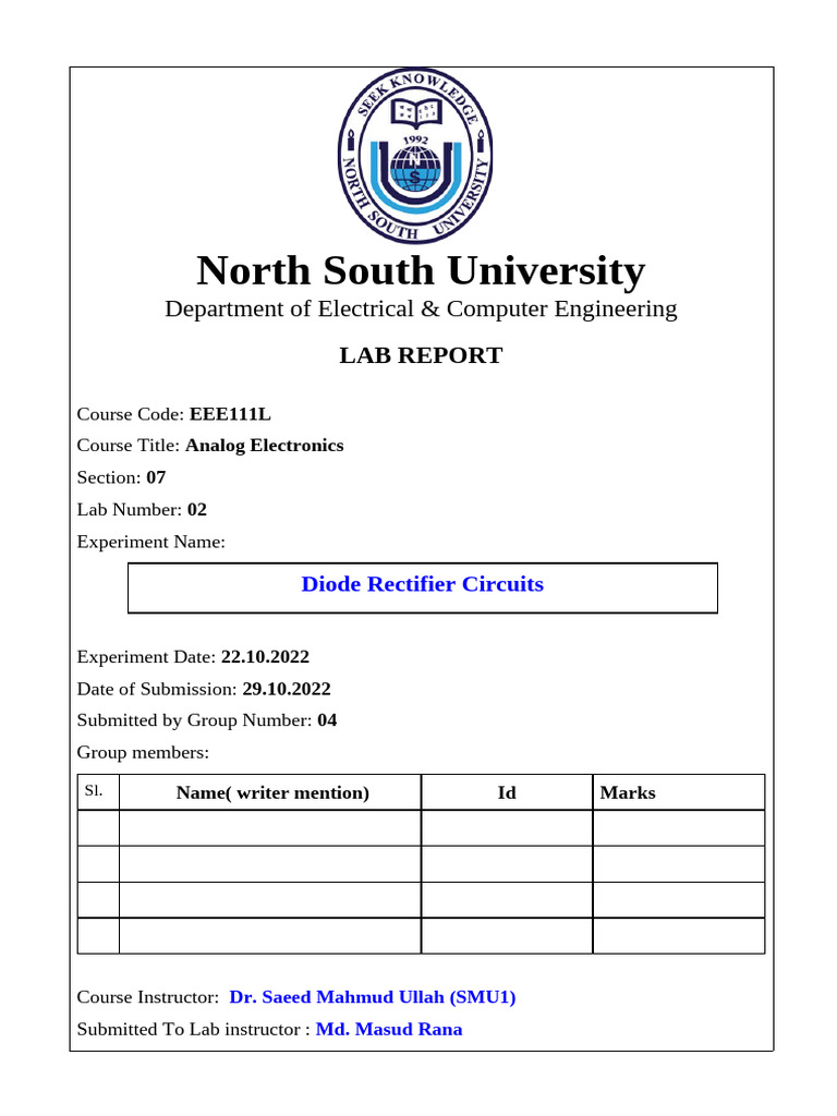 Lab Cover Page - EEE | PDF