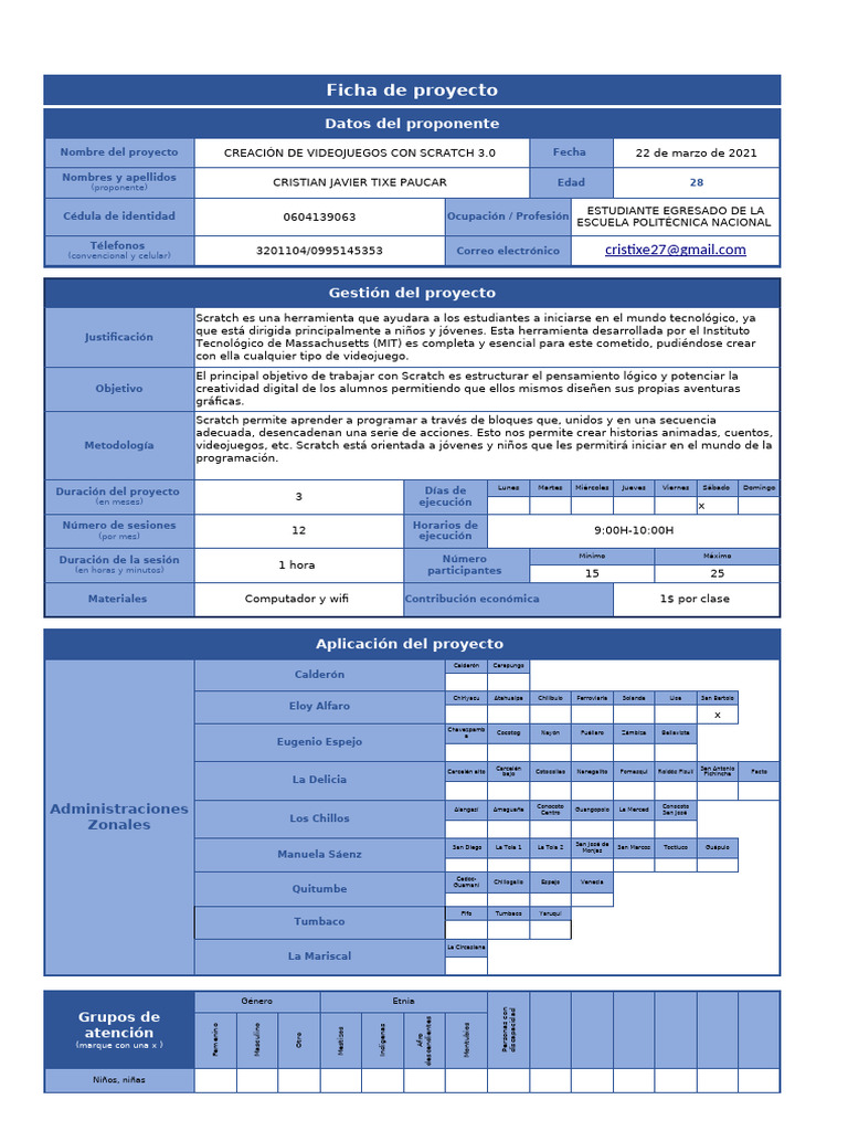 Ficha de Proyectos CSQ 2020 | PDF