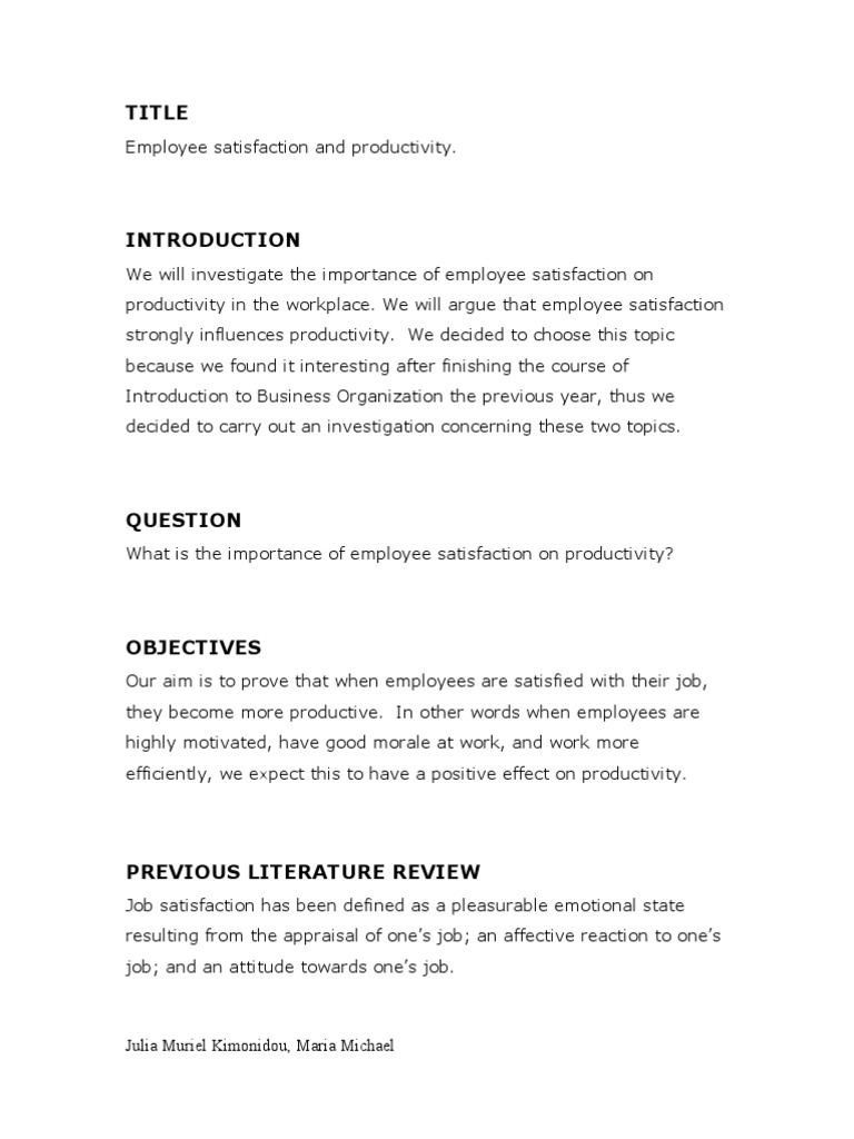 Impact of Employee Satisfaction on Productivity | PDF | Job ...