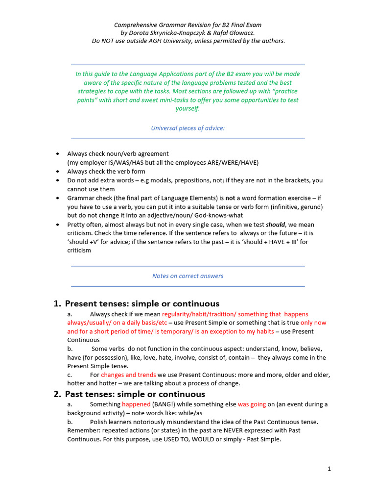Grammar Points For B2 | PDF