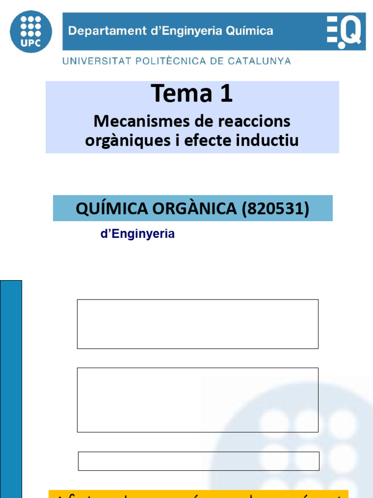 Tema 1-Efecte Inductiu - Efecte de Ressonància - Mecanismes Reaccions | PDF