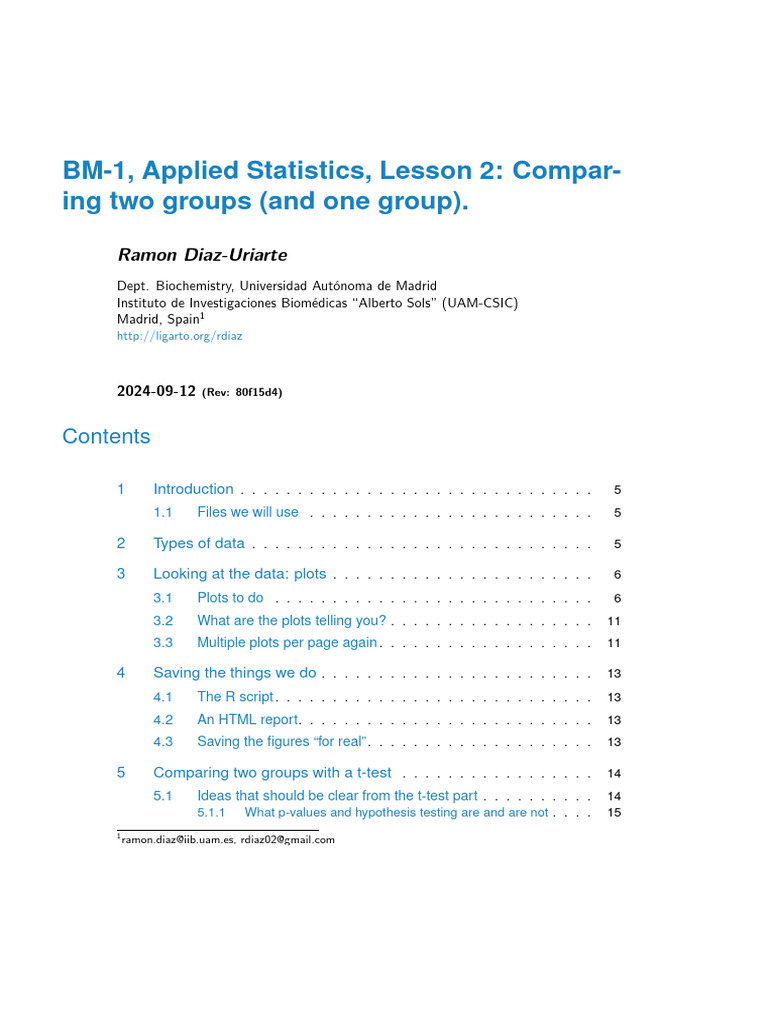L2.1 Comparing Two Groups | PDF