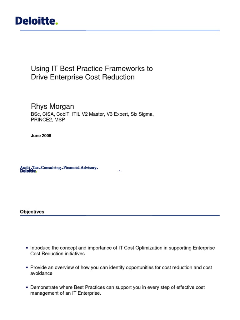 Deloitte Cost Optimization | PDF | Itil | Cobit