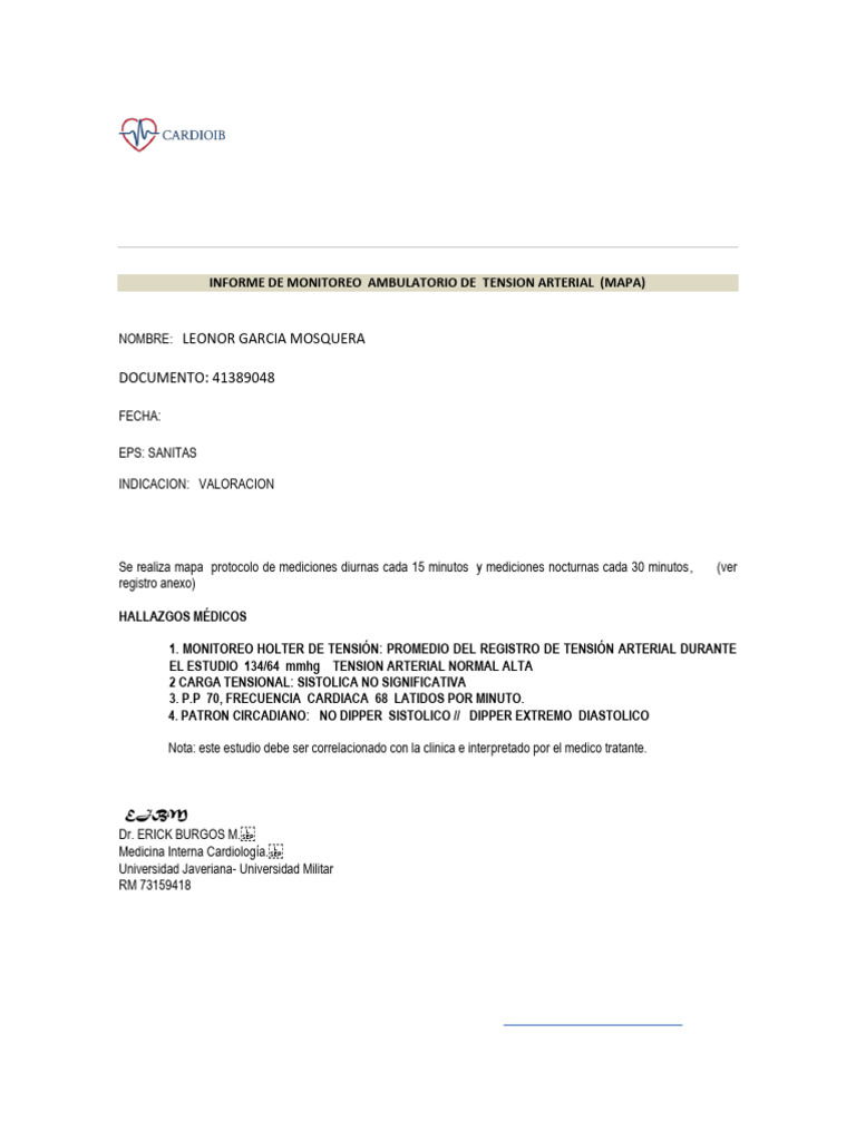 Leonor Garcia Mosquera DOCUMENTO: 41389048: Informe de Monitoreo ...