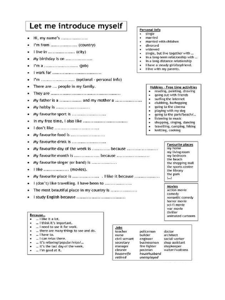 atividade extra introduce yourself | PDF