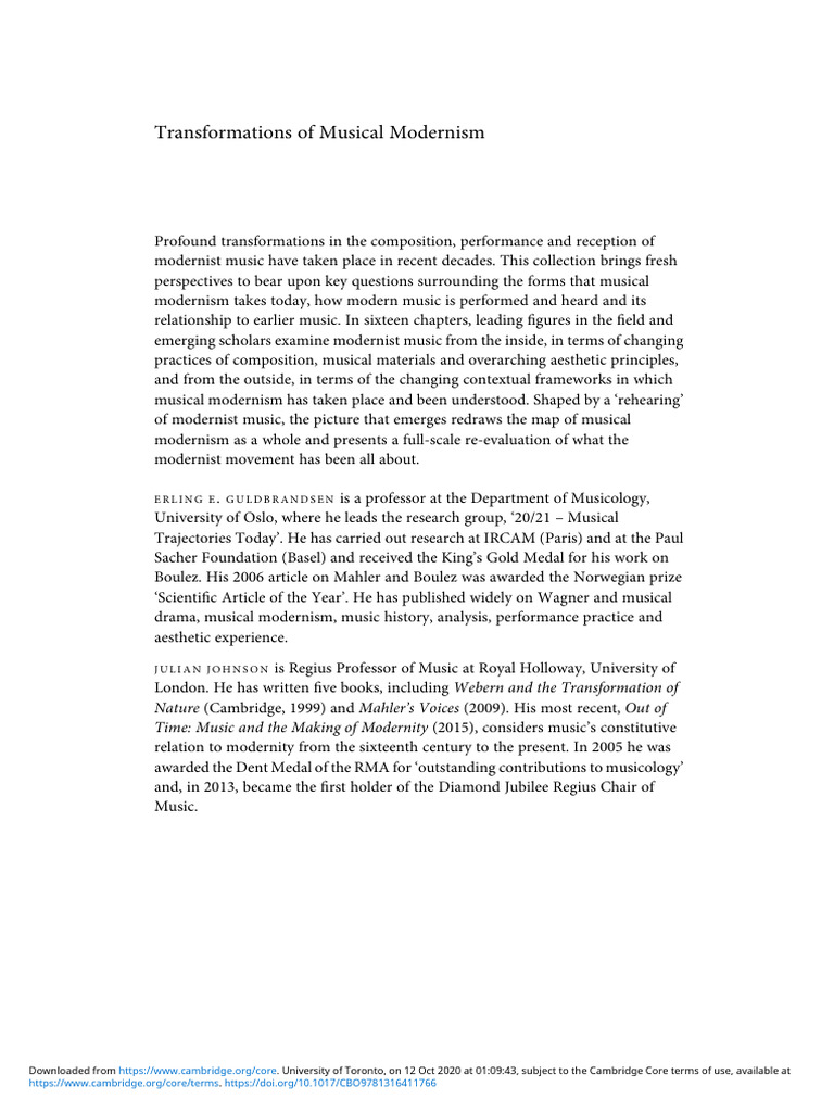 01.0 PP I I Transformations of Musical Modernism | PDF