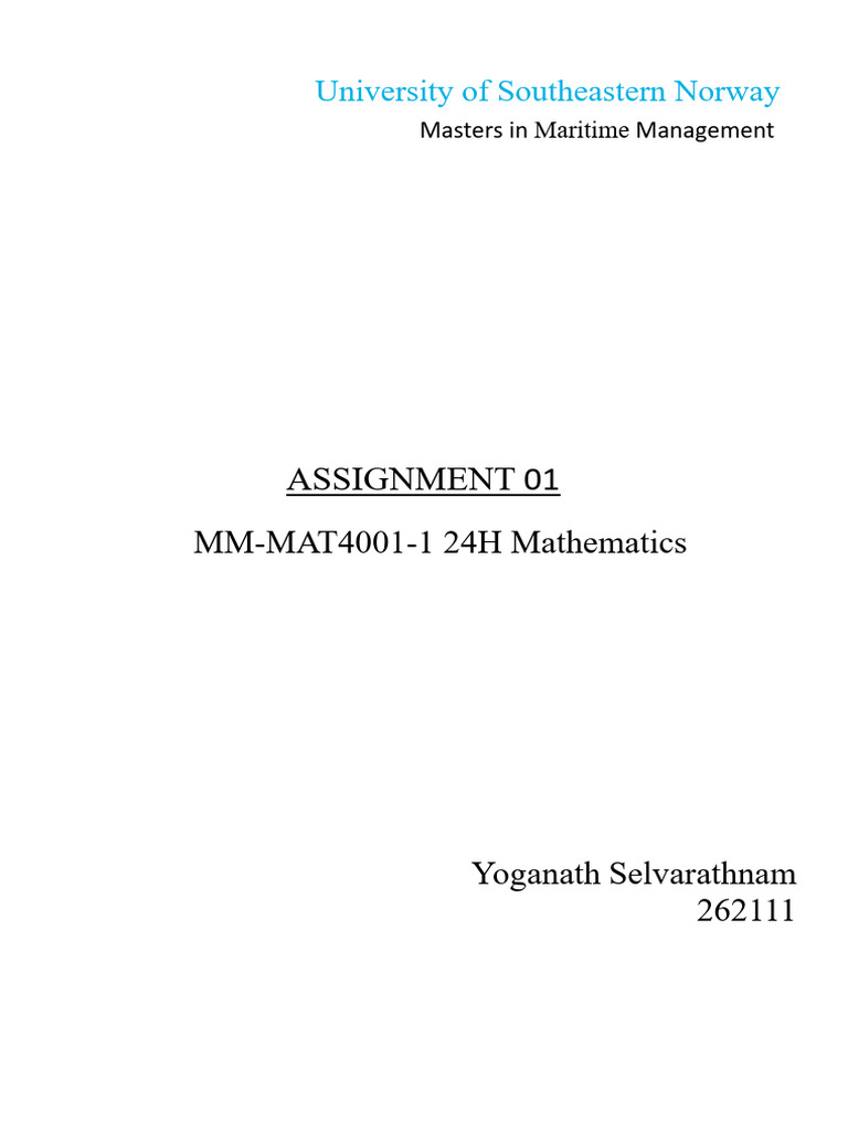 Mathematics - Assignment 1 | PDF