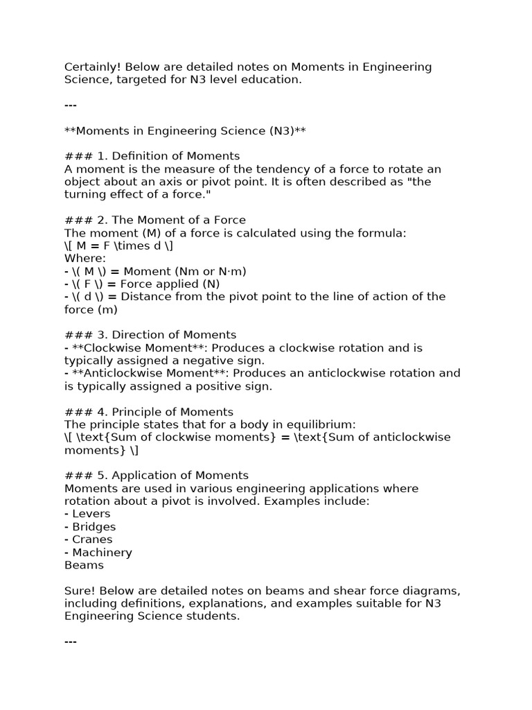 Moments Notes | PDF