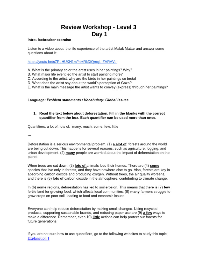 Review Workshop - Language Part | PDF