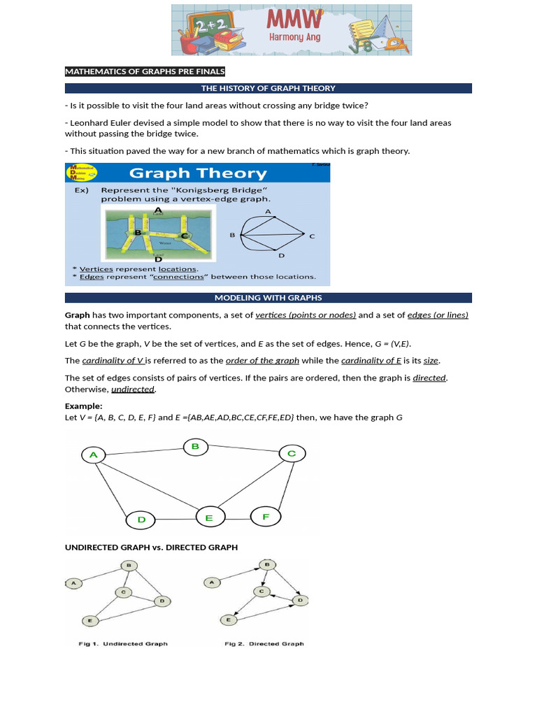 Mathematics of Graphs Pre Finals The History of Graph Theory | PDF