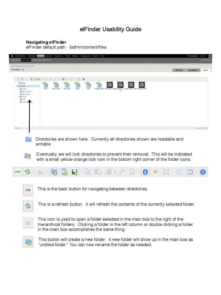 ElFinder Usability Guide | PDF | Directory (Computing) | Computing Platforms