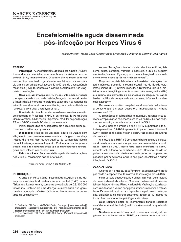 Encefalopatia X Herpes X Arreflexia 2013 | PDF
