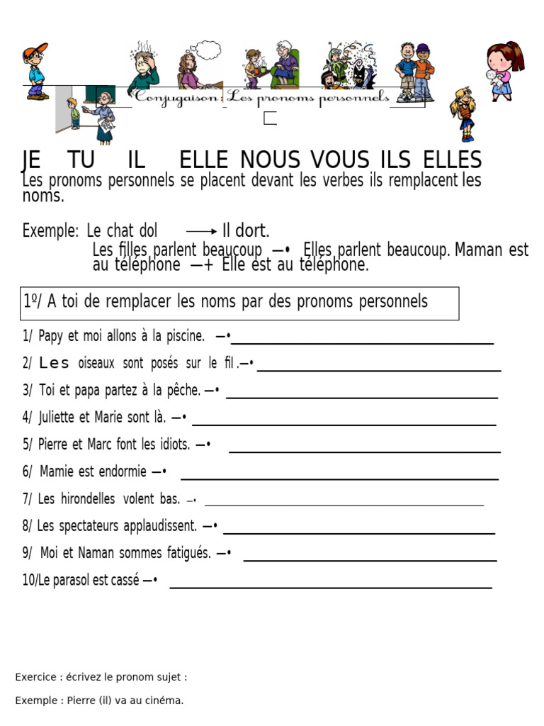 Exercices sur les pronoms personnels | PDF | Linguistique | Syntaxe
