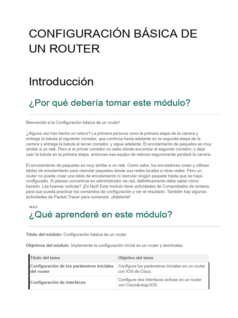 Configuración Básica de Un Router | PDF