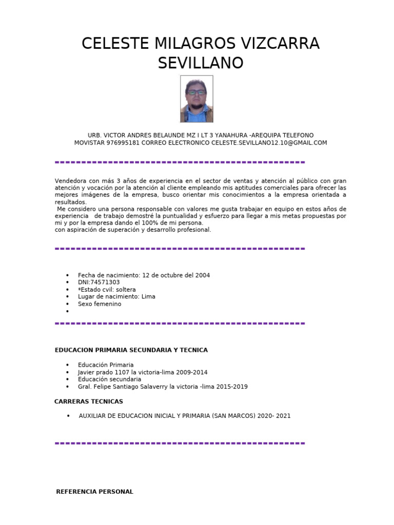 Celeste Vizcarra CV | PDF