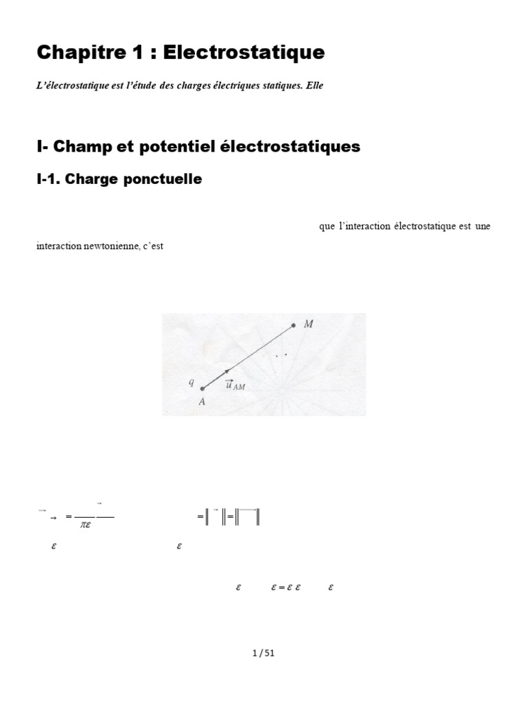 Chapitre 1 - Electrostatique (NMJ) | PDF