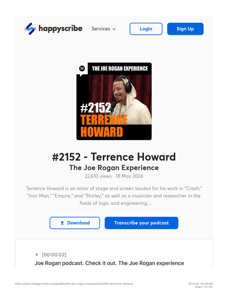 Transcript of #2152 - Terrence Howard ... - Happy Scribe | PDF
