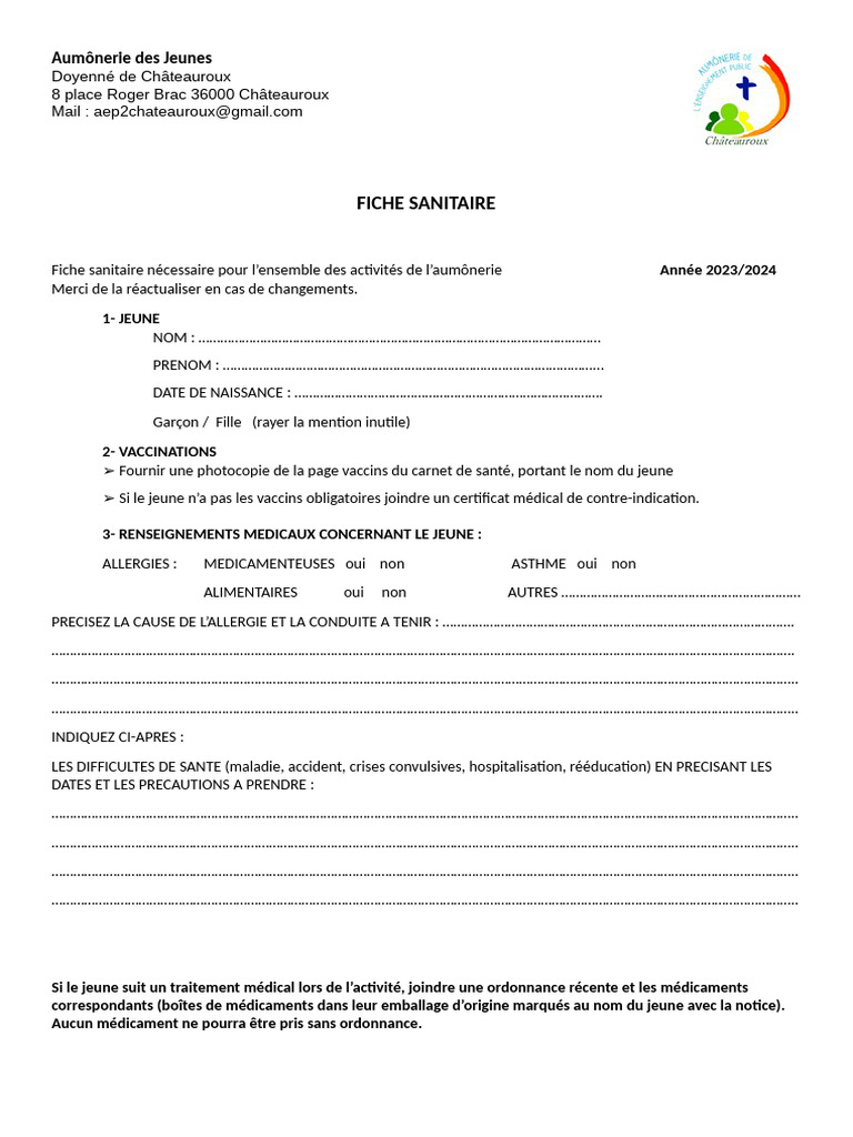 Fiche Sanitaire | PDF