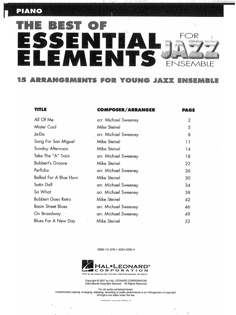 Arrangements - Jazz piano - Hal Leonard | PDF