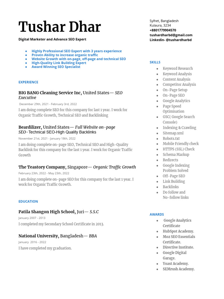 Tushar+Dhar+CV Resume 2 | PDF