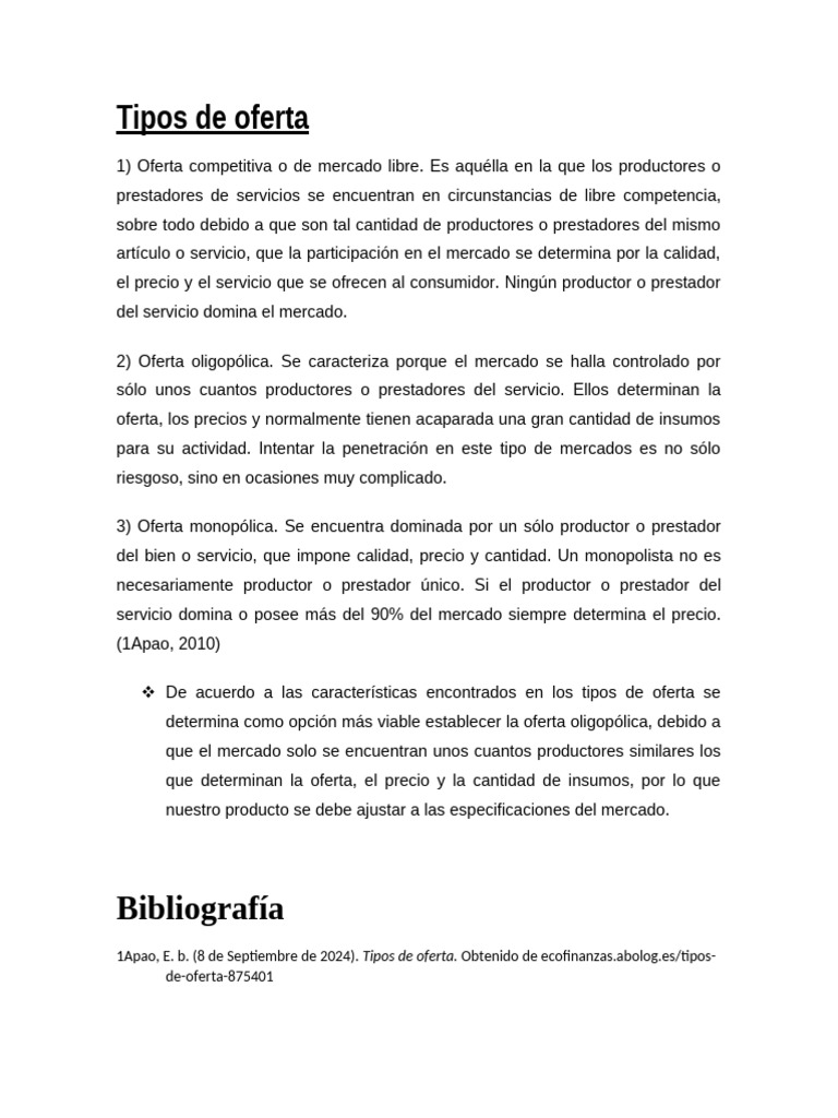 Tipos de Oferta | PDF