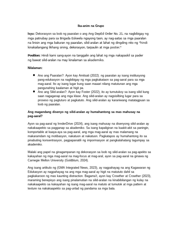 FPL Position Paper (Group 6) PDF | PDF