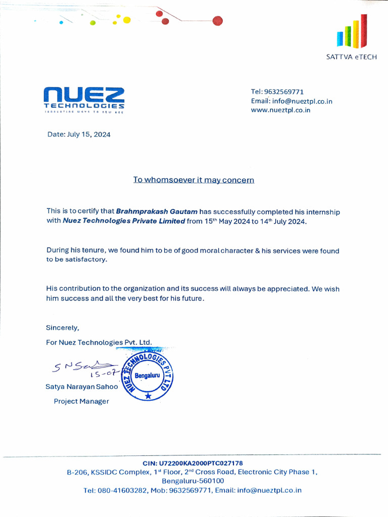 Sattva Certificate | PDF