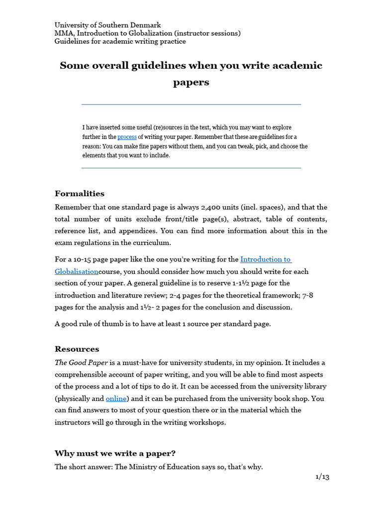 Guidelines For Writing A Paper 2022 | PDF