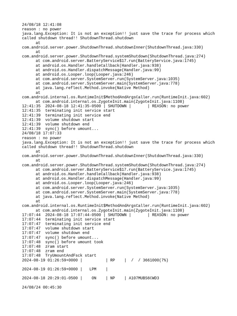 Power Off Reset Reason | PDF