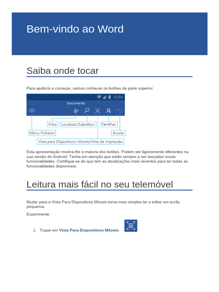 Bem-Vindo Ao Word: Saiba Onde Tocar | PDF