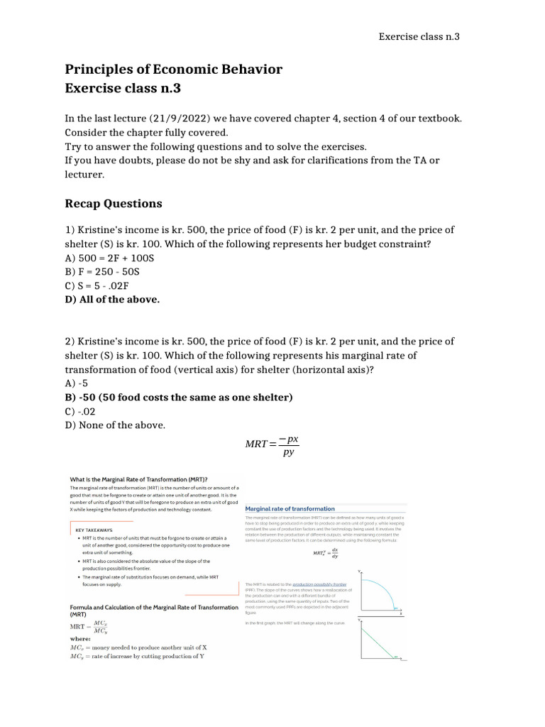 Exercise Set 3 | PDF