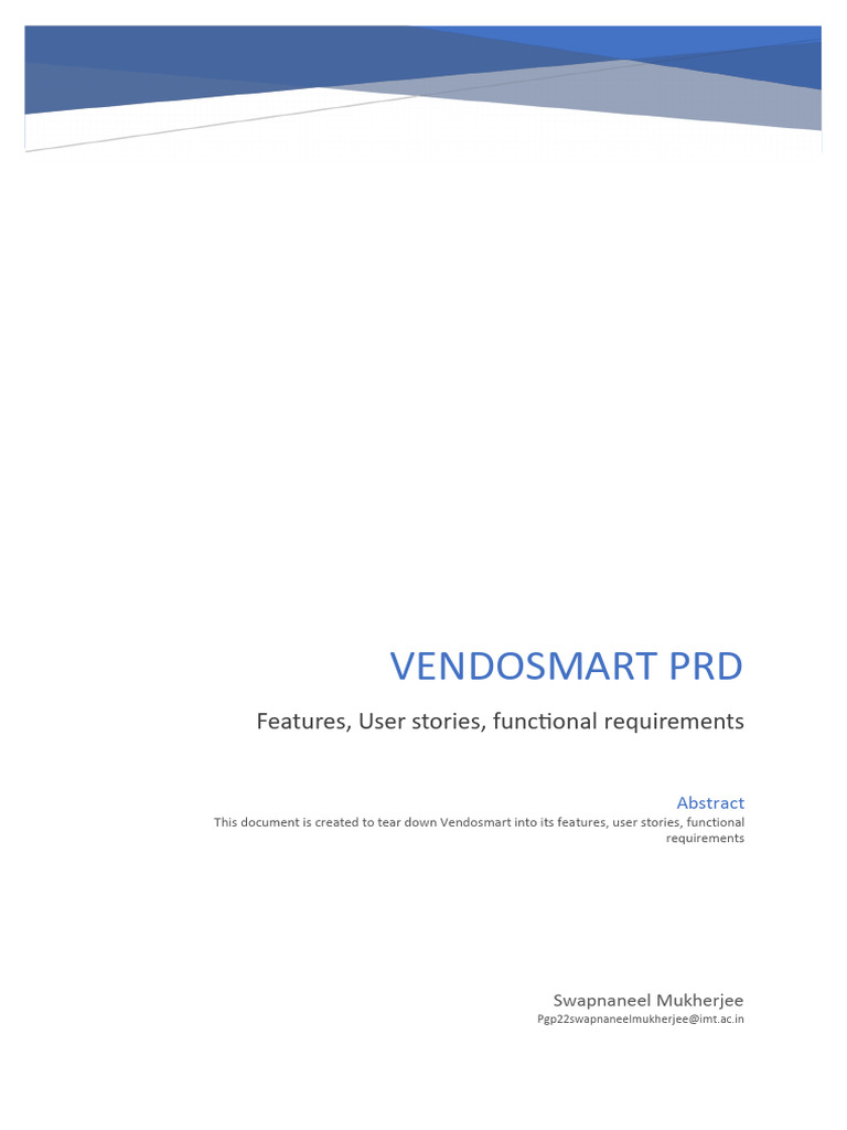 Vendosmart PRD | PDF