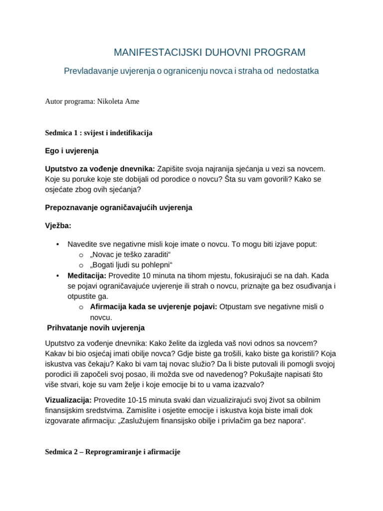 Manifestovanje Novca Program 3 | PDF