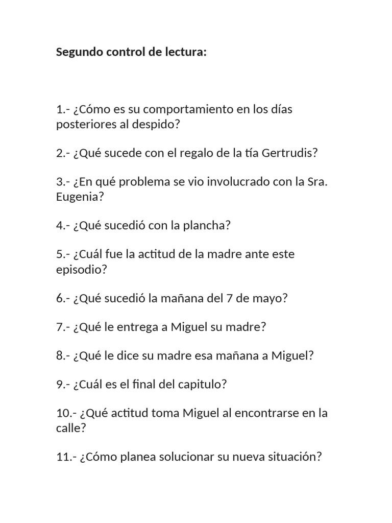 Segundo Control de Lectura Querido Hijo Estas Despedido | PDF