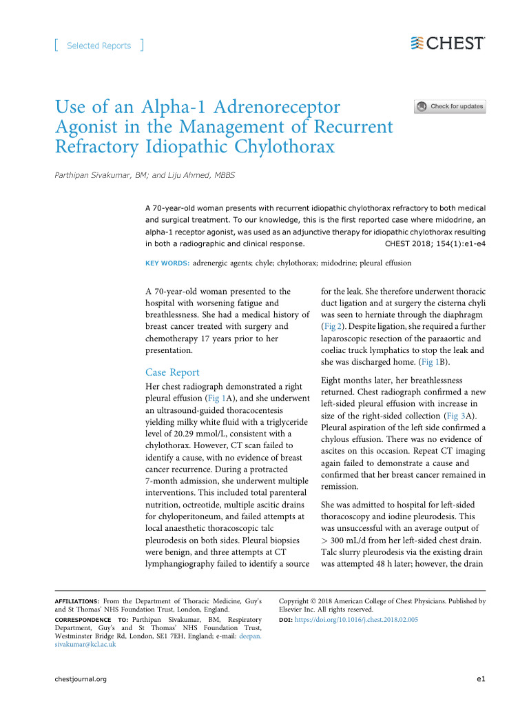 Use of An Alpha 1 Adrenoreceptor Agonist in The Ma | PDF