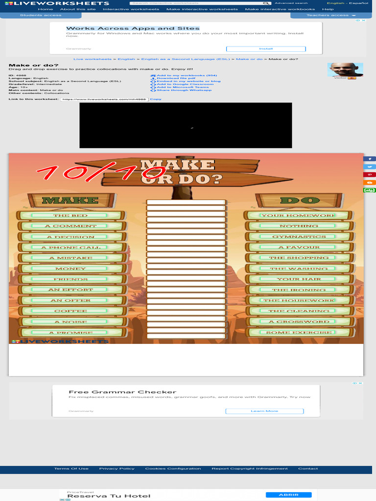 Make or Do Worksheet | PDF