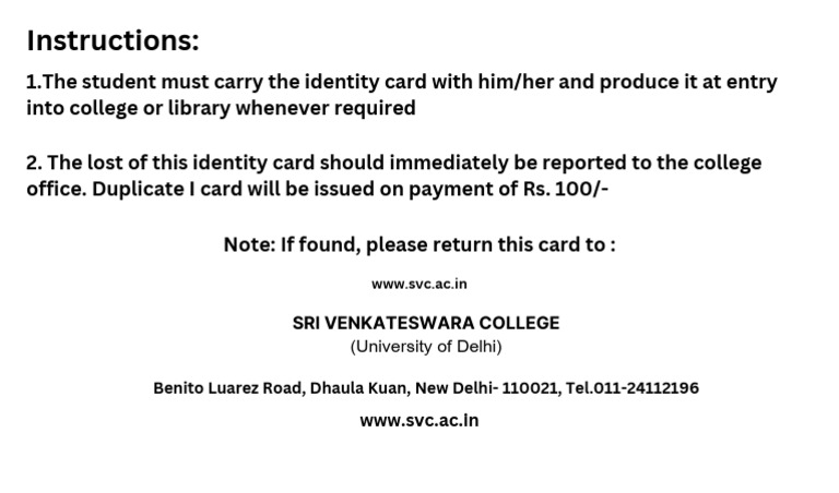 Id Card Venky Back | PDF