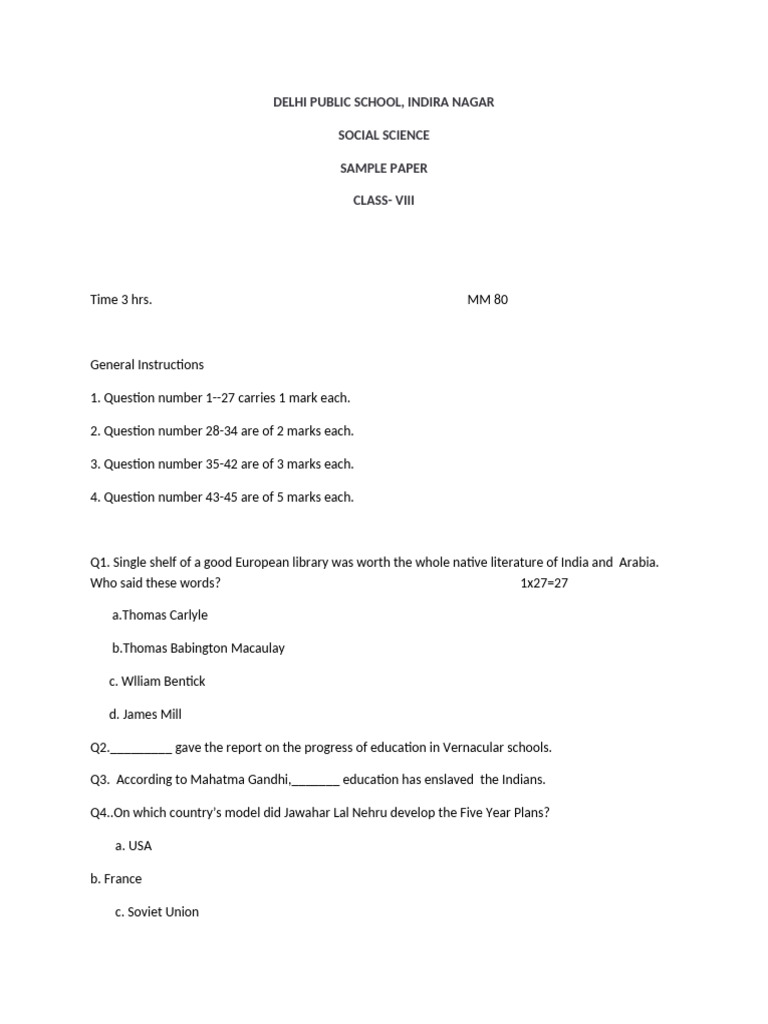 Vlll_-SOC.SCI-SAMPLE_PAPER | PDF