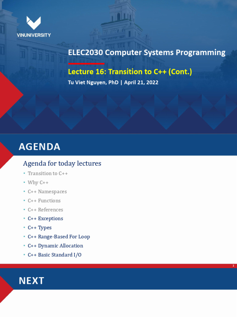 ELEC2030 CSP - Lecture 16 - Introduction To C++ II | PDF