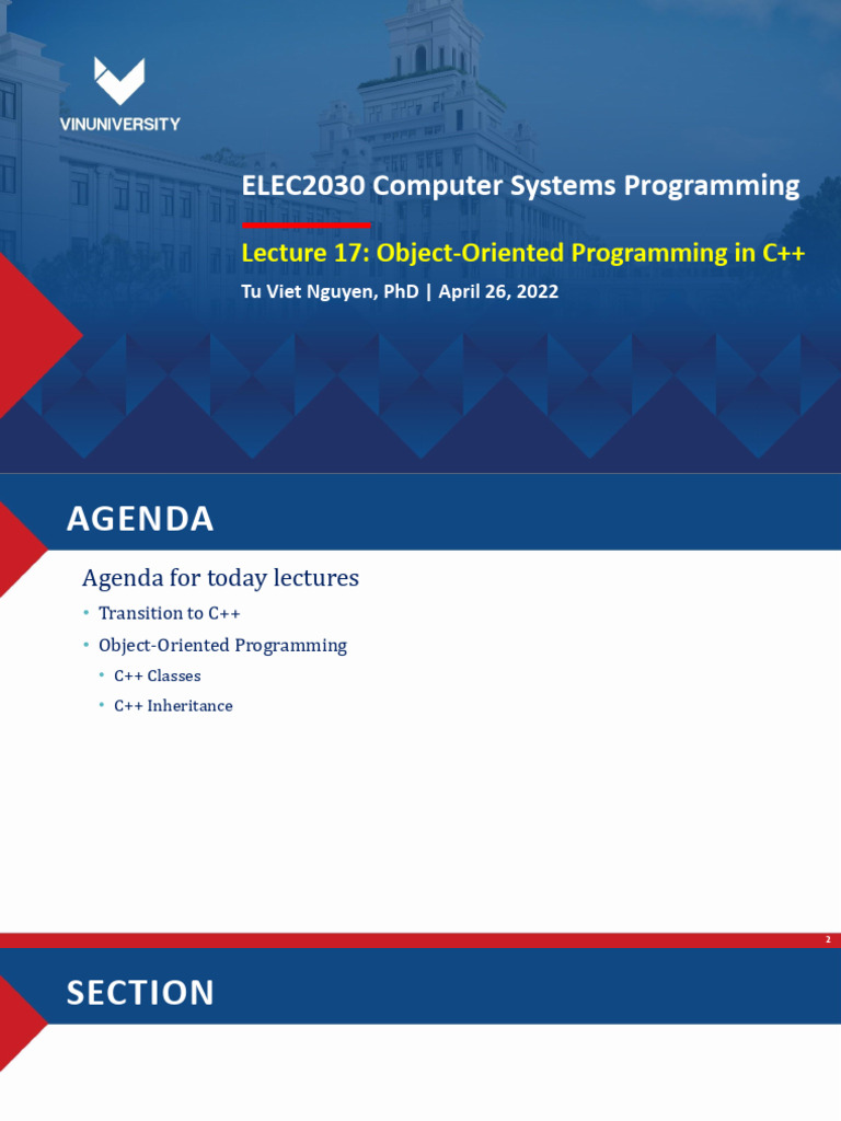 ELEC2030 CSP - Lecture 17 - Object-Oriented Programming in C++ | PDF