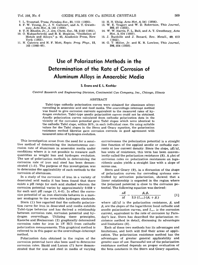 Use of Polarization Methods in The Determination of The Rate of ...