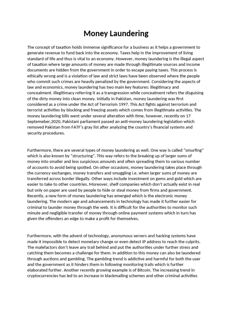 Money Laundering | PDF